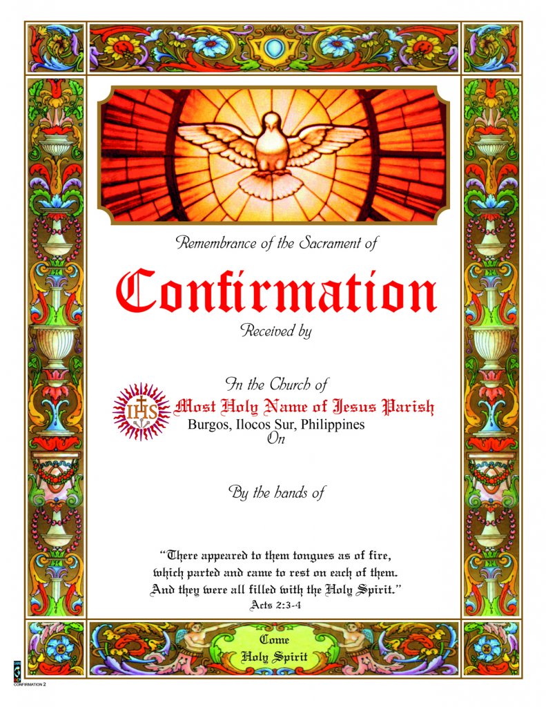 Confirmation Certificate No 2 Sons Of Holy Mary Immaculate